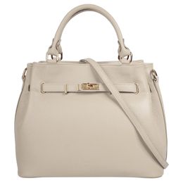 Samantha Look Damen Henkeltasche, beige, Leder, leicht glänzend, unifarben, Taschen, echt Leder, Made in Italy, geräumige Henkeltasche mit