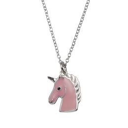 Vivance Damen Kette mit Anhänger "925/- Silber Einhorn", 42+5cm, Silber 925 (Sterlingsilber), L: 47 B: 11mm, pink, Silber 925 (Sterlingsilber),