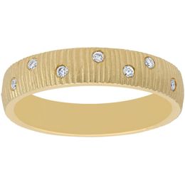 Firetti Damen Fingerring "Schmuck Geschenk Gold 585 Damenring Goldring Sternenhimmel", 19, 0,05 SI = kleine Einschlüsse, Diamanten Gelbgold 585,