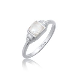 Elli Premium Damen Fingerring "Mondstein Quadrat Vintage 925 Silber", 52mm,mit Steinen, Silber 925 (Sterlingsilber), 2,8mm, silber, Silber 925