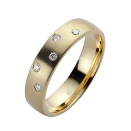 Firetti Damen Trauring "Schmuck Geschenk Gold 585 Hochzeit Ehering Trauring "LIEBE" Sterne", 18, 0,1 SI = kleine Einschl&uuml;sse mit Brillanten, Gelbgold