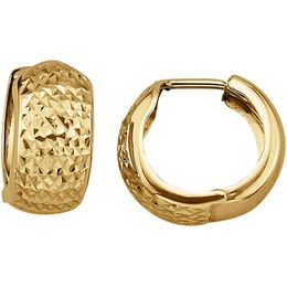 Firetti Damen Paar Creolen "Schmuck Geschenk Gold 375 Ohrschmuck Ohrringe Struktur", 15,8mm, Gelbgold 375, gold, Gelbgold 375, Ohrringe
