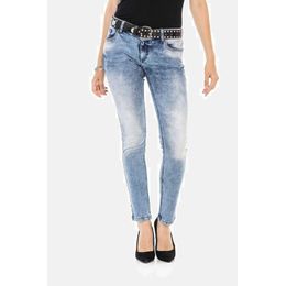 Cipo & Baxx CIPO & BAXX Damen Slim-fit-Jeans "Jeans", blau, Basic, Gr. 28, unifarben, 98% Baumwolle, 2% Elasthan, Jeans, Im 5-Pocket-Style, WD459
