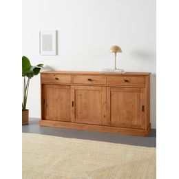 Sideboard Home Affaire, B:170cm H:85cm T:40cm, beige, FSC-zertifiziertes Massivholz, Wohnzimmer, Sideboards, "Schr&ouml;der", Kommode, 3 Schiebet&uuml;ren, 3