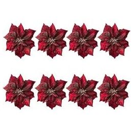 Weihnachtsbaumklammer CREATIV DECO "Weihnachtsdeko, Christbaumschmuck" Weihnachtsbaumschmuck rot (bordeaux) Weihnachtsstern-Blüte, mit Clip zum Befestigen, Ø ca. 17 cm