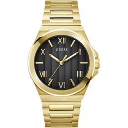 Guess Herren Quarzuhr "VINYL", gold, Armbanduhren, Armbanduhr, Herrenuhr, Edelstahlarmband, Mineralglas, analog