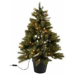 Künstlicher Weihnachtsbaum CREATIV DECO "Weihnachtsdeko, künstlicher Christbaum, Tannenbaum" Weihnachtsbäume Gr. Höhe: 90 cm bis, grün mit schwarzem Kunststoff-Topf und LED-Lichterkette, batteriebetrieben