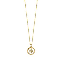 JULIE JULSEN Damen Kette mit Anh&auml;nger "925/- Sterling Silber vergoldet mit beweglichem Baum", 41cm, Silber 925 (Sterlingsilber), L: 41, gelb, Silber