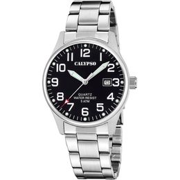 Calypso Watches Herren Quarzuhr "Basic", silber, Armbanduhren, Armbanduhr, Herrenuhr, Edelstahlarmband, analog, Tag