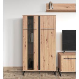 Highboard Inosign, B:84,5cm H:153,5cm T:35cm, schwarz, Spanplatte, Wohnzimmer, Sideboards, "Sardinia", Vitrine, Breite 84 cm