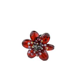 Damen Fingerring "Strassblume", Glas, rot, Collezione Alessandro, Glas, Fingerringe