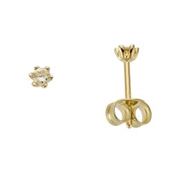 Firetti Damen Paar Ohrstecker "Schmuck Geschenk Gold 750 Ohrschmuck Solitär", 3,7mm, 0,15 LR = lupenrein, Diamanten Gelbgold 750, gold, Diamanten,