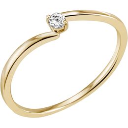Firetti Damen Fingerring "Schmuck Geschenk Gold 585 Goldring Vorsteckring", 56, 0,05 SI = kleine Einschlüsse, Diamanten Gelbgold 585, 1,25mm, gold,