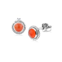NENALINA Damen Paar Ohrstecker "Karneol Geburtsstein Juli Trend 925 Silber", onesize,mit Steinen, Silber 925 (Sterlingsilber), orange, Silber 925