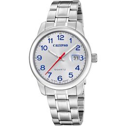Calypso Watches Herren Quarzuhr "Basic", silber, Armbanduhren, Armbanduhr, Herrenuhr, Edelstahlarmband, analog, Tag