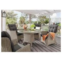 Garten-Essgruppe Destiny "CASA LUNA" Sitzmöbel-Sets Gr. Polyester, weiß (vintage weiß) Aluminium, Polyrattan