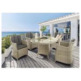 Garten-Essgruppe Destiny "LUNA" Sitzmöbel-Sets Gr. Polyester, beige (natur meliert) Aluminium, Polyrattan