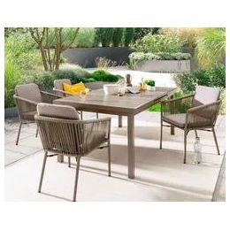 Garten-Essgruppe Destiny "LUCCA IMOLA" Sitzmöbel-Sets Gr. Polyester, grau (taupe) Aluminium, Polyrattan, Rope