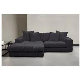 Ecksofa WERK2 "Eldorado L-Form" Sofas Gr. B/H/T: 285cm x 99cm x 195cm, Breitcord, Ottomane links, schwarz