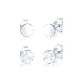 Elli Damen Ohrring-Set "Set Geo Ohrstecker Geh&auml;mmert 925 Silber", onesize, ohne Stein, Silber 925 (Sterlingsilber), silber, Silber 925