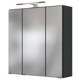 Spiegelschrank Welltime, B:60cm H:64cm T:20cm, grau, Holzwerkstoff, Badezimmer, Schr&auml;nke, "Baabe", Breite 60 cm, mit 3D-Effekt, dank 3 Spiegelt&uuml;ren