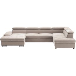 Sit & More Wohnlandschaft SIT & MORE, B:349cm H:73cm T:226cm, grau, 100% Polyester, Sofas, "Alcudia U-Form", wahlweise mit Bettfunktion