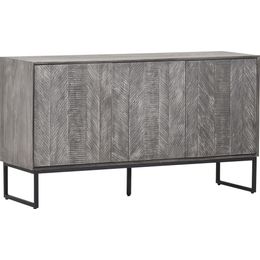 Sideboard GUTMANN FACTORY, B:140cm H:78cm T:42cm, grau, Massivholz, Wohnzimmer, Sideboards, Kommode, Breite 140 cm