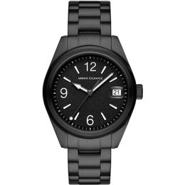Armani Exchange Damen Quarzuhr, schwarz, Armbanduhren, Armbanduhr, Damenuhr, Herrenuhr, Edelstahlarmband, analog, Tag