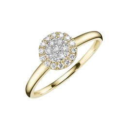 Luigi Merano Damen Diamantring "Blüte mit Brillanten, Gold 585", 54, SI = kleine Einschlüsse, Gelbgold 585, gold, Gelbgold 585, Fingerringe