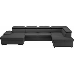 Sit & More Wohnlandschaft SIT & MORE, B:349cm H:73cm T:226cm, schwarz, Sofas, "Alcudia U-Form", wahlweise mit Bettfunktion
