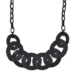 Steuer Damen Collierkettchen "Metallcollier schwarz matt", 50cm, Metall, L: 50 B: 118mm, schwarz, Metall, B:118mm, Halsketten