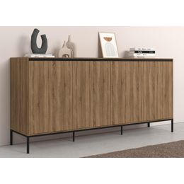 Sideboard Inosign, B:175cm H:82cm T:40cm, schwarz, FSC-zertifizierter Holzwerkstoff, Wohnzimmer, Sideboards, "Bari", Kommode mit 4 Türen und 2 feste