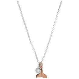 Smart Jewel Damen Kette mit Anhänger "Anhänger Flosse und Zirkonia, bicolor, Silber 925", 47cm, Silber 925 (Sterlingsilber), rosa, Silber 925