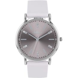 s.Oliver Damen Quarzuhr, grau, Armbanduhren, Armbanduhr, Damenuhr, Kristallsteine, Silikonarmband, analog