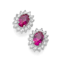 Smart Jewel Damen Paar Ohrstecker "elegant, farbige Steine und wei&szlig;e Zirkonia, Silber 925", Silber 925 (Sterlingsilber), rot, Silber 925