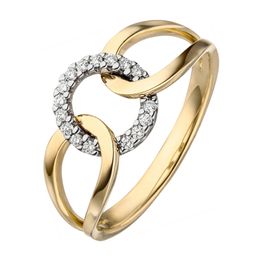 Jobo Damen Fingerring, 50, SI = kleine Einschlüsse, Diamanten Gelbgold 585, gelb, Diamanten, Gelbgold 585, Fingerringe, 585 Gold mit 16 Diamanten