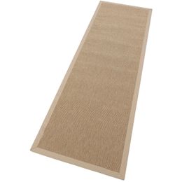 Teppich Dekowe, B:80cm H:7mm L:250cm, beige, Kunstfaser, Wohnzimmer, Teppiche, "Naturino Rips", Flachgewebe, Sisal-Optik, mit Bord&uuml;re, In- und