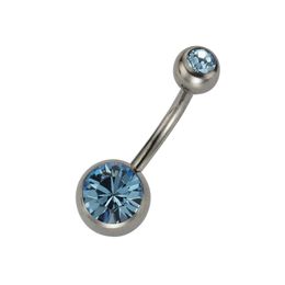 ZEEme Damen Bauchnabelpiercing "Titan silberfarben Kristall hellblau", grau, Titan, Piercings
