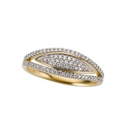 Firetti Damen Fingerring "Schmuck Geschenk Gold 585 Damenring Goldring", 19, 0,33 P2 = erkennbare Einschlüsse, Diamanten Gelbgold 585, 7mm, gold,