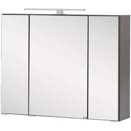 Spiegelschrank Welltime, B:80cm H:64cm T:20cm, grau, Holzwerkstoff, Badezimmer, Schränke, "Kaunas", 80 cm breit, Soft-Close-Funktion