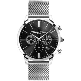 Thomas Sabo Herren Chronograph "REBEL SPIRIT CHRONO", silber, Armbanduhren, Quarzuhr, Armbanduhr, Herrenuhr, Datum, Stoppfunktion, Onyx