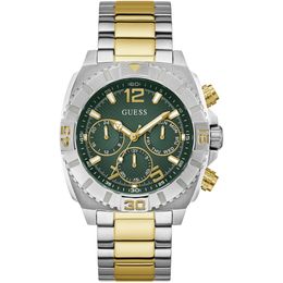 Guess Herren Multifunktionsuhr "TRACTION", silber, Armbanduhren, Quarzuhr, Armbanduhr, Herrenuhr, Datum, 12/24-Std.-Anzeige
