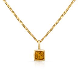 OROLINO Damen Kette mit Anhänger "Gold 585 mit echtem Citrin 5x5mm", 42/45cm, Gold, L: 45 B: 7mm, gelb, Gold, B:7mm, Halsketten