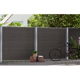 Plus Sichtschutzelement "Futura", H/L: 180cm x 5,72m, Pfosten: 4 Stk., grau, Garten, Zaunelemente, H&ouml;he: 180, Gesamtl&auml;nge: 5,72 bis 13,24 m, zum