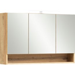 Spiegelschrank Welltime, B:100cm H:64cm T:20cm, braun, Spanplatte, Badezimmer, Schränke, "Stubach", Breite 100 cm