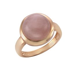 ZEEme Damen Fingerring "925 Sterling Silber ros&eacute;-vergoldet mit echtem Rosenquarz 12mm", 052 (16,6), Silber 925 (Sterlingsilber), rosa, Silber 925
