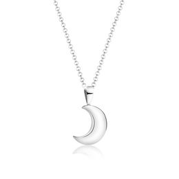 NENALINA Damen Kette mit Anhänger "Halbmond Sichel Astro Trend Gebürstet 925 Silber", 45, ohne Stein, Silber 925 (Sterlingsilber), L: 45, silber,