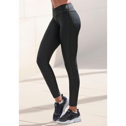 active by Lascana LASCANA ACTIVE Damen Funktionsleggings, schwarz, Gr. XS, unifarben, Obermaterial: 85% Polyester, 15% Elasthan, Hosen, Sportleggings mit V-f&ouml;rmigen