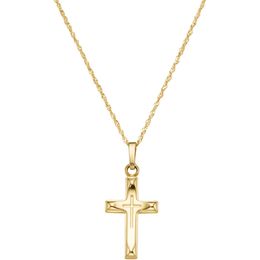 Firetti Damen Kette mit Anhänger "Schmuck Geschenk Gold 375 Halsschmuck Halskette Goldkette Kreuz", Gelbgold 333, L: 45 B: 1,1mm, gold, Gelbgold 333,
