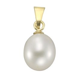 Vivance Damen Kettenanh&auml;nger "375/- Gelbgold S&uuml;&szlig;wasserzuchtperle 8-9mm", one-size, Gold, 0,2 g, gelb, Gold, Schmuckanh&auml;nger